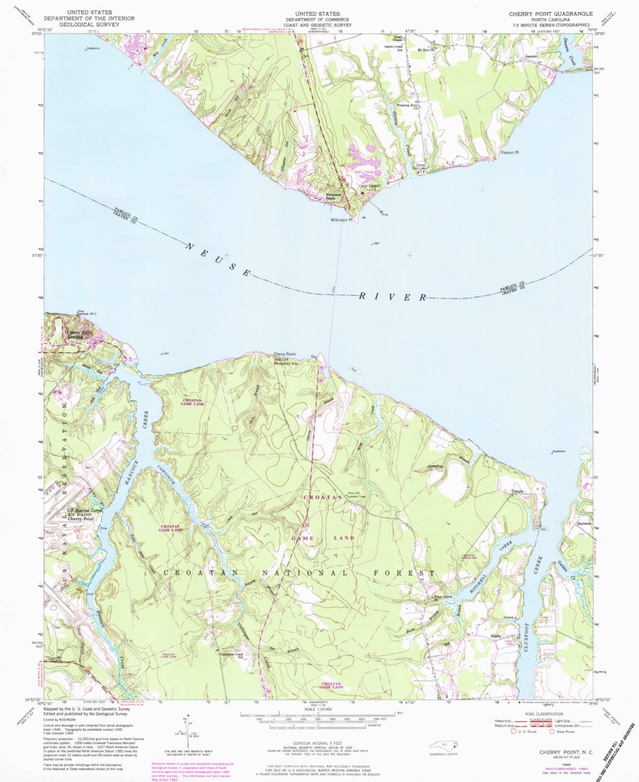 Cherry Point, NC (1949, 24000-Scale) Map by United States Geological ...