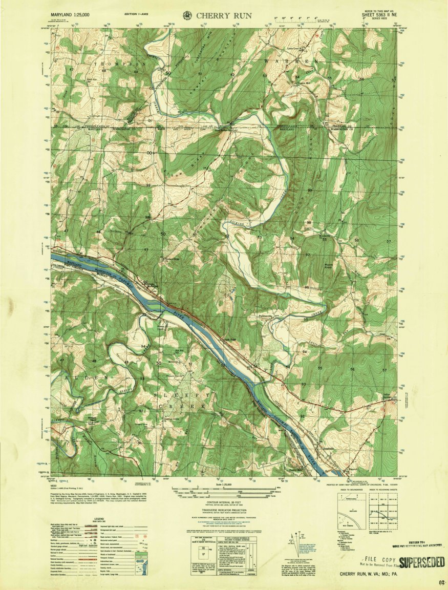 Cherry Run, WV-MD-PA (1951, 25000-Scale) Map by United States ...