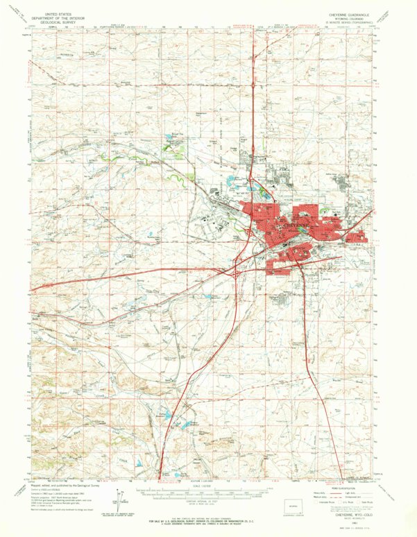 Cheyenne, WY (1961, 62500-Scale) Map by United States Geological Survey ...