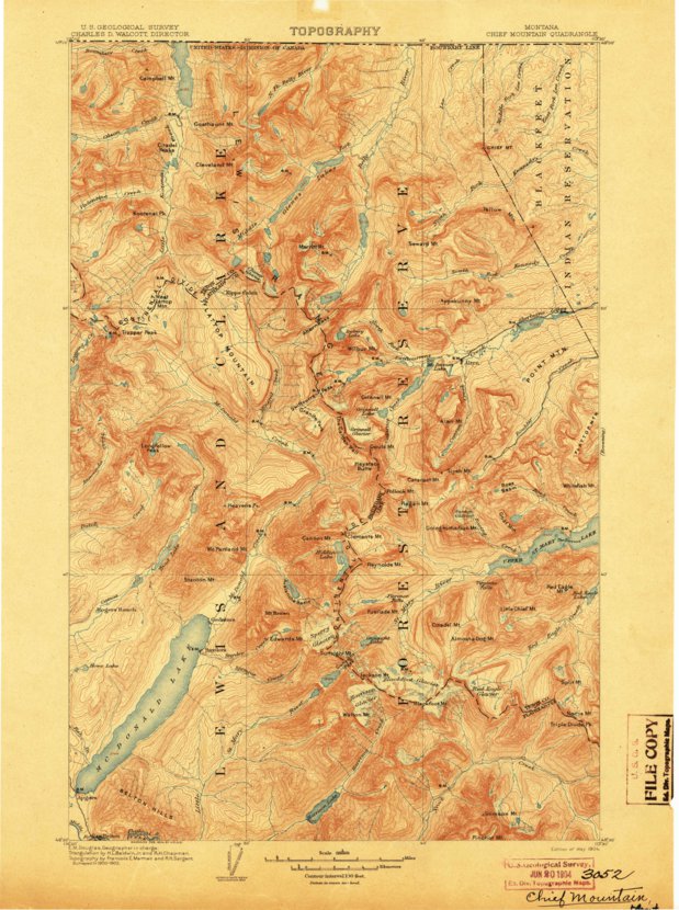 Chief Mountain, MT (1904, 125000-Scale) Map by United States Geological ...