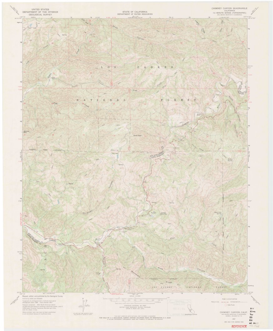 Chimney Canyon, CA (1967, 24000-Scale) Map by United States Geological ...