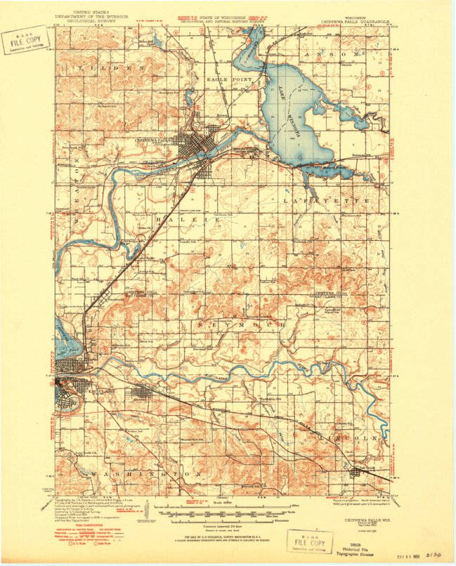 Chippewa Falls, WI (1936, 62500-Scale) Map by United States Geological ...