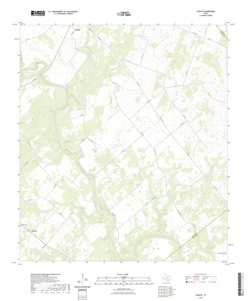 Choate, TX (2022, 24000-Scale) Map by United States Geological Survey ...