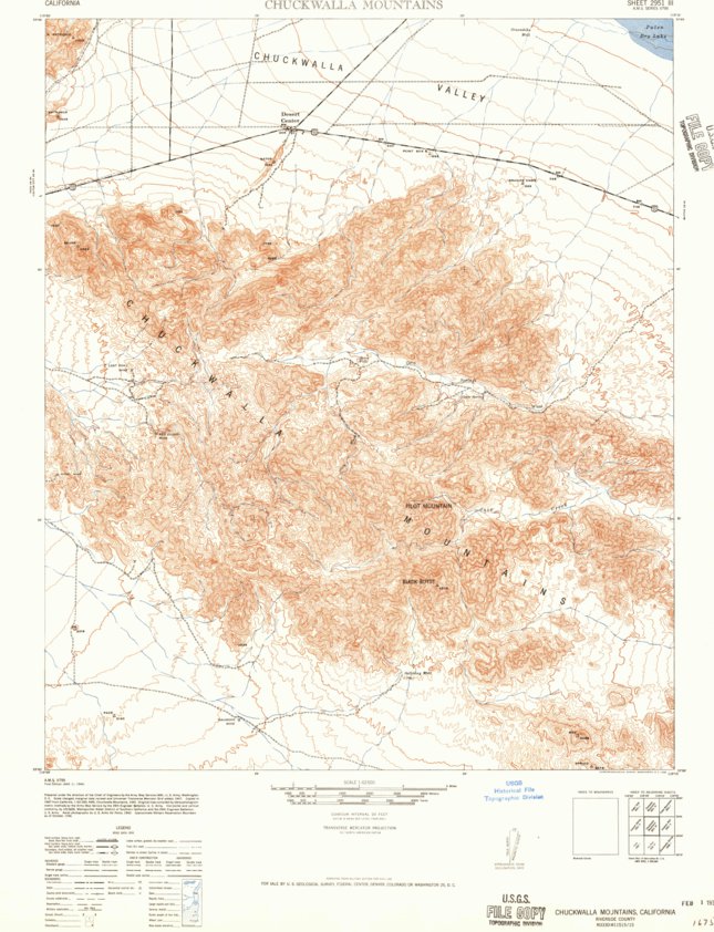 Chuckwalla Mountains, CA (1944, 62500-Scale) Map by United States ...