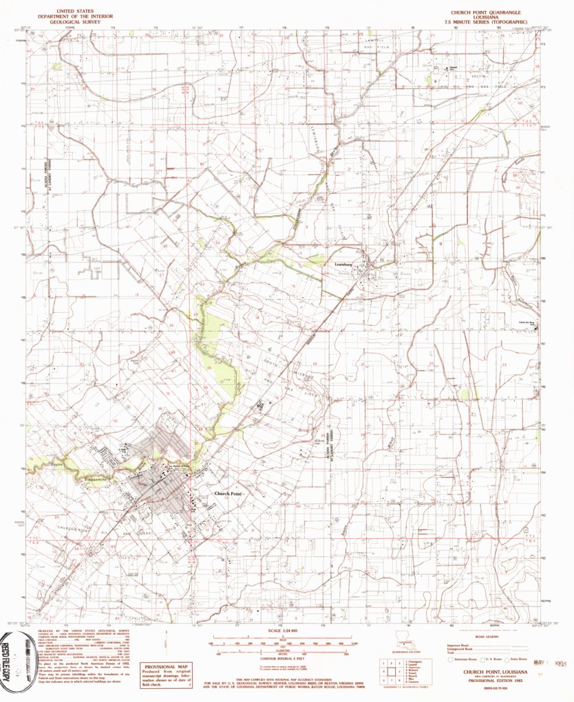 Church Point, LA (1983, 24000-Scale) Map by United States Geological ...