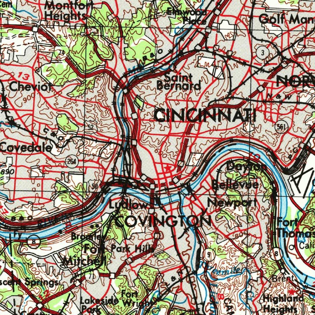 Cincinnati, OH-IN-KY (1953, 250000-Scale) Map by United States ...