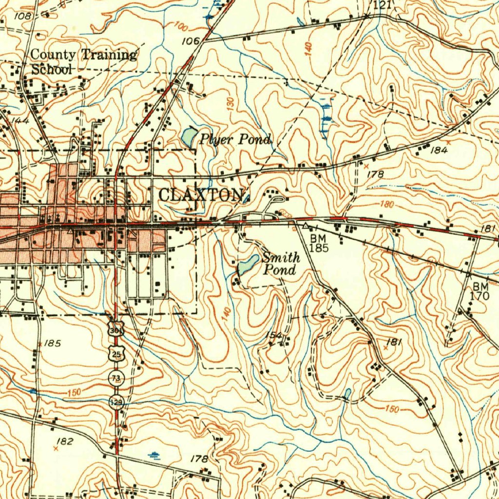 Claxton, GA (1950, 62500-Scale) Map by United States Geological Survey ...