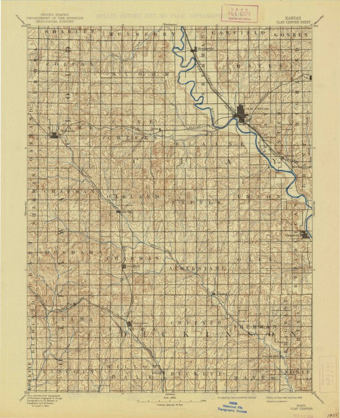 Clay Center, KS (1891, 125000-Scale) Map by United States Geological ...