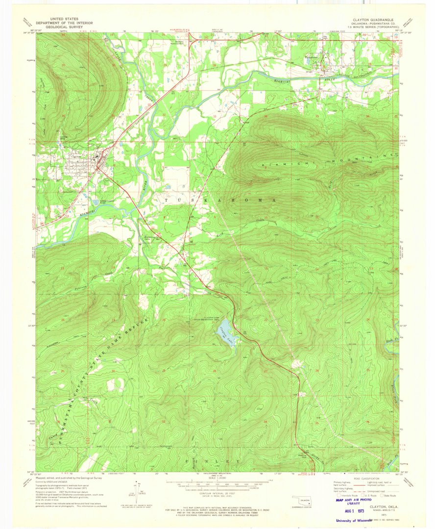Clayton, OK (1971, 24000-Scale) Map by United States Geological Survey ...