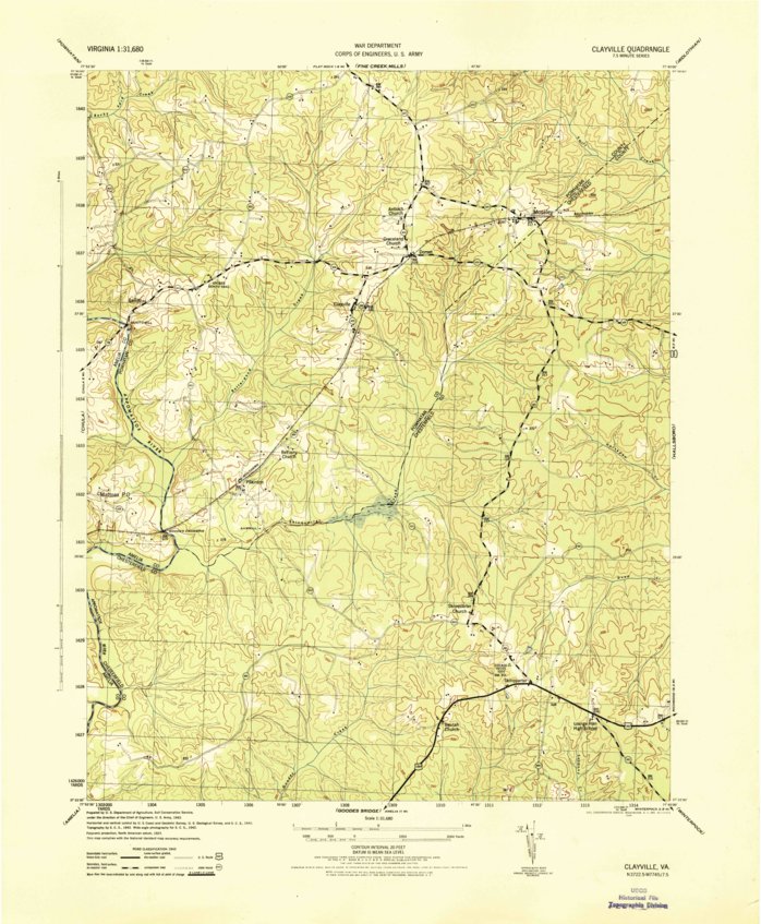 Clayville, VA (1944, 31680-Scale) Map by United States Geological ...