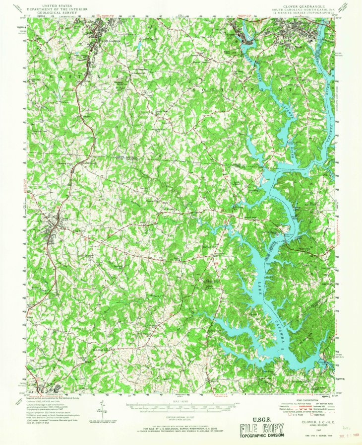 Clover, SC-NC (1947, 62500-Scale) Map by United States Geological ...
