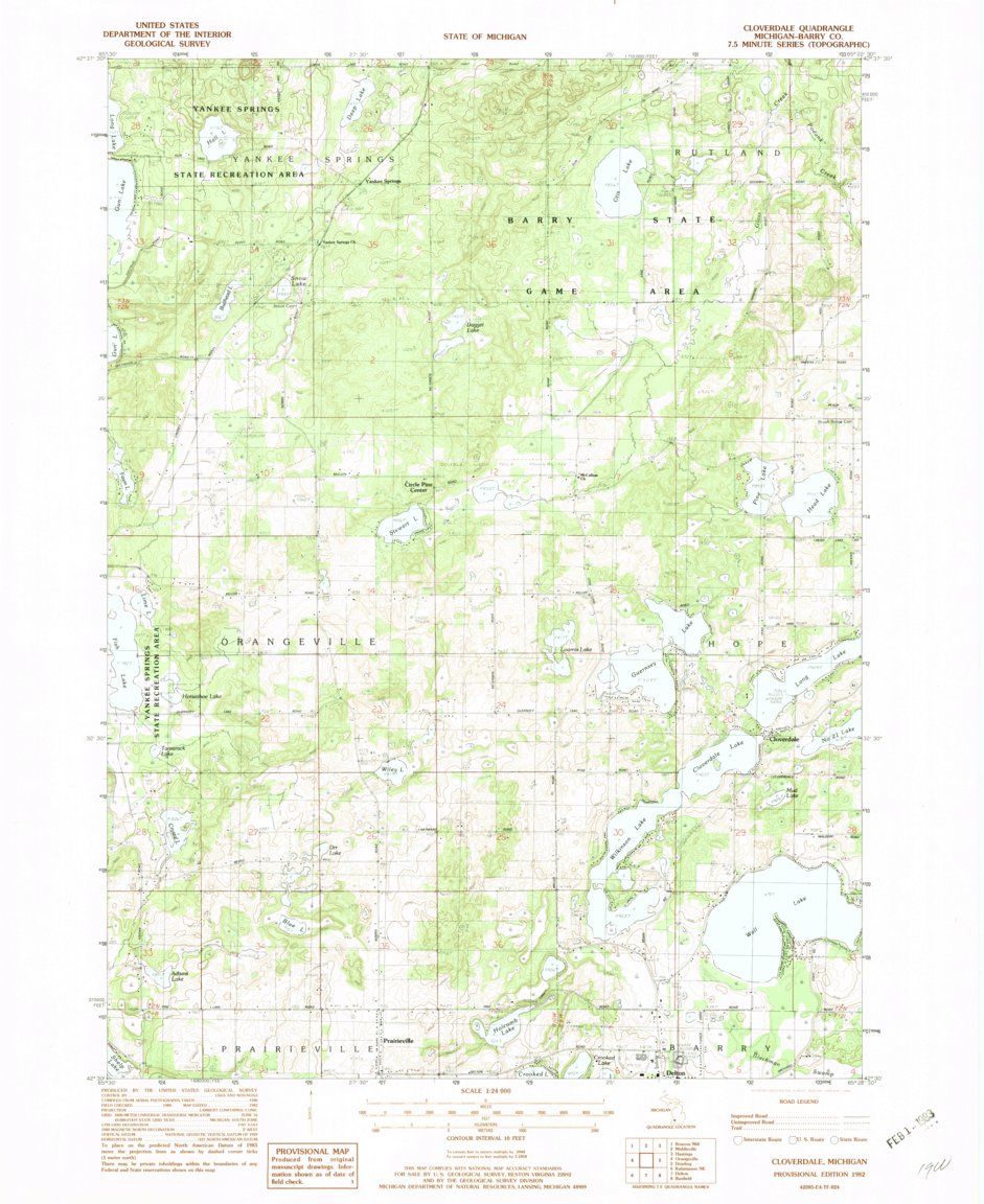Cloverdale, MI (1982, 24000-Scale) Map by United States Geological ...