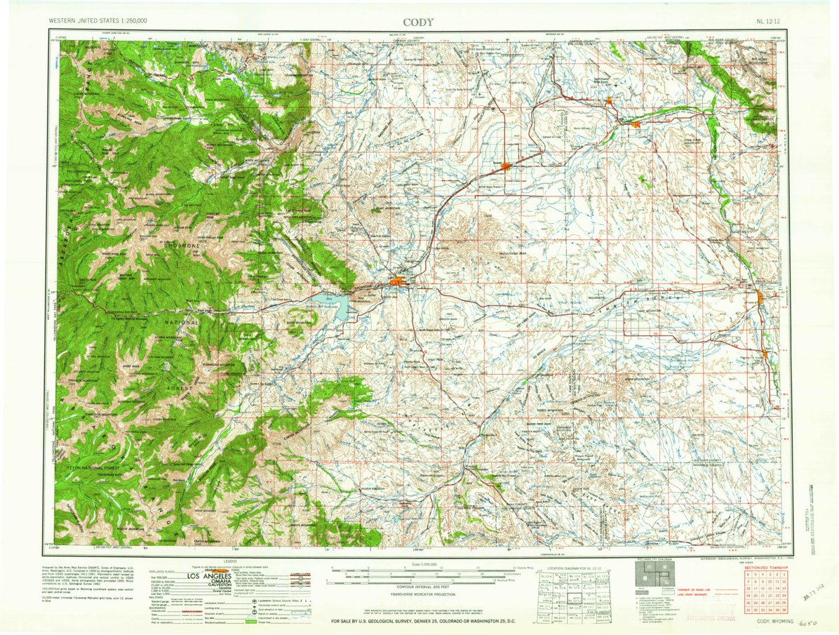 Cody, WY-MT (1962, 250000-Scale) Map by United States Geological Survey ...