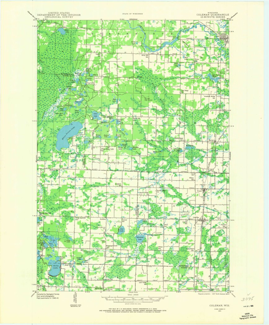 Coleman, WI (1941, 48000-Scale) Map by United States Geological Survey ...