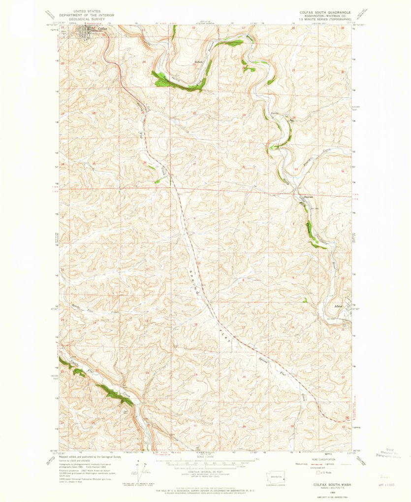 Colfax South, WA (1964, 24000-Scale) Map by United States Geological ...