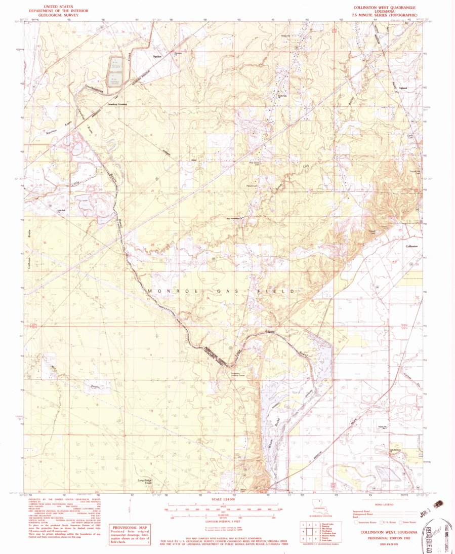 Collinston West, LA (1982, 24000-Scale) Map by United States Geological ...