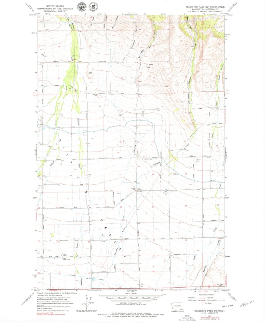 Colockum Pass SW, WA (1966, 24000-Scale) Map by United States ...