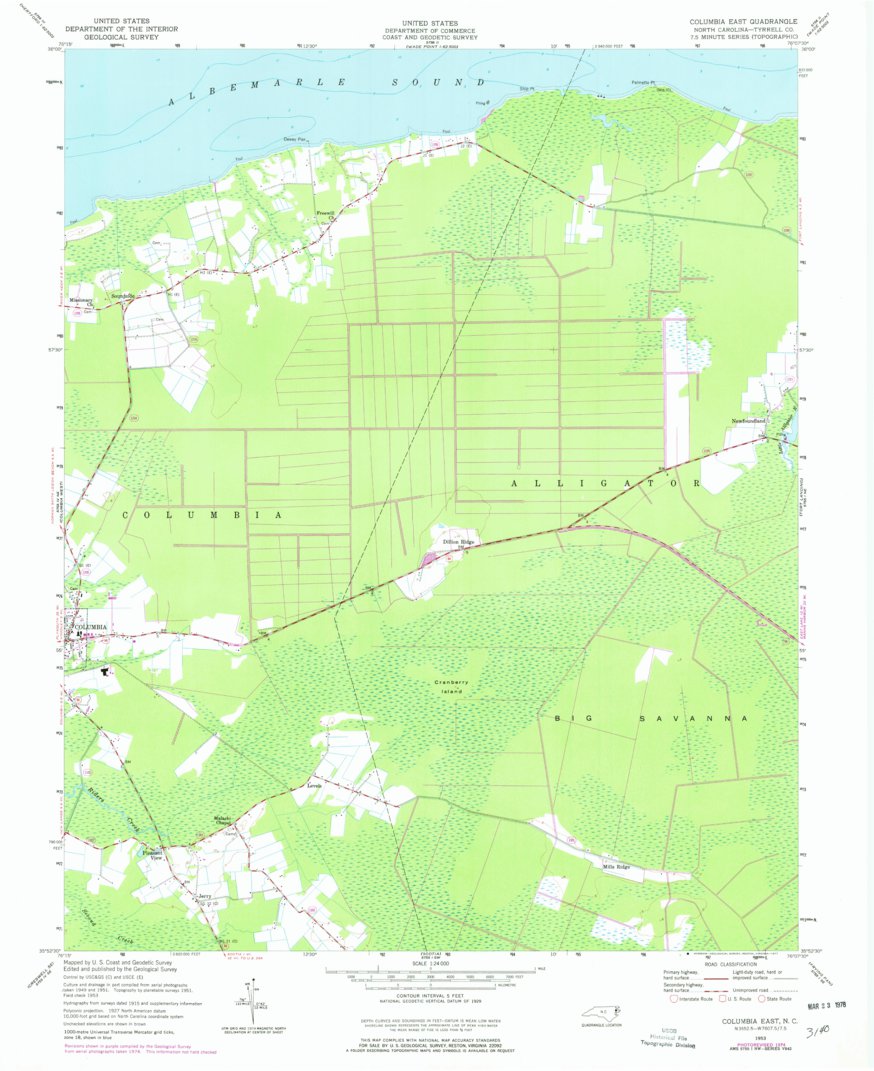 Columbia East, NC (1953, 24000-Scale) Map by United States Geological ...