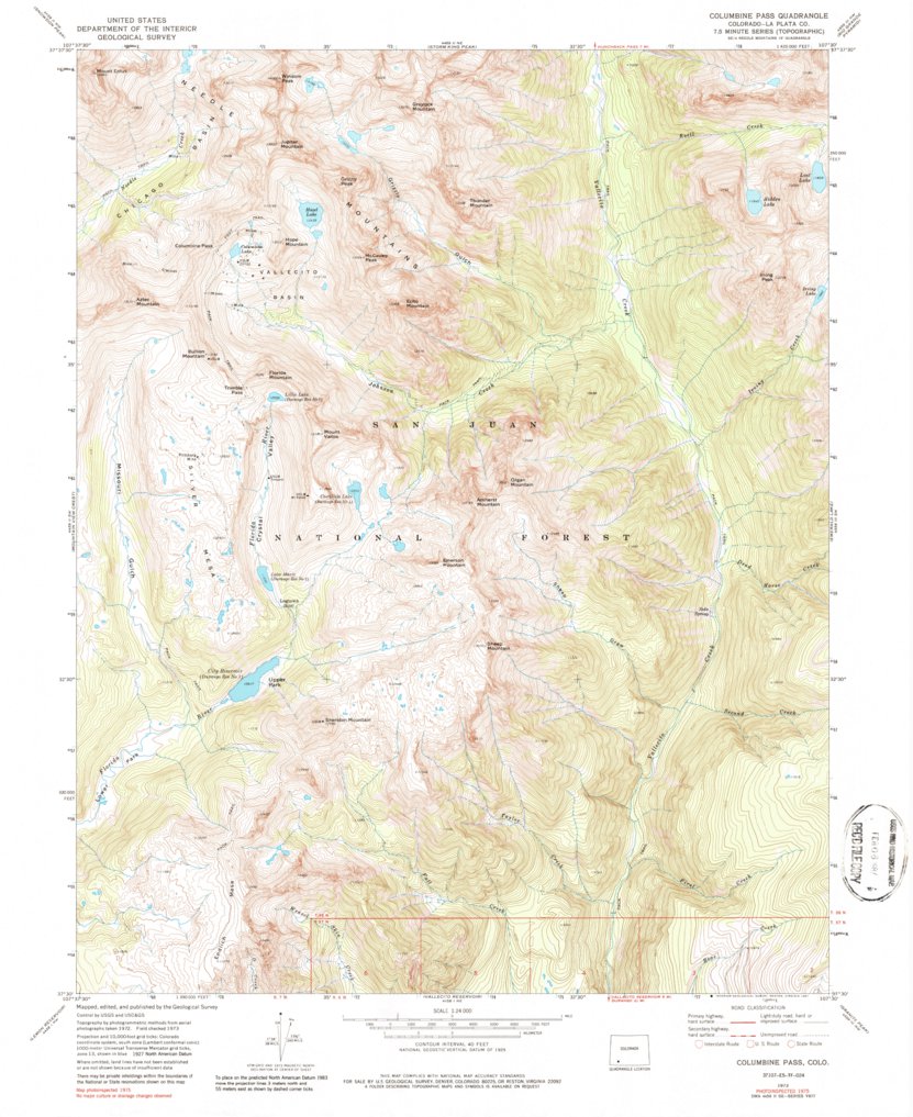 Columbine Pass, CO (1973, 24000-Scale) Map by United States Geological ...