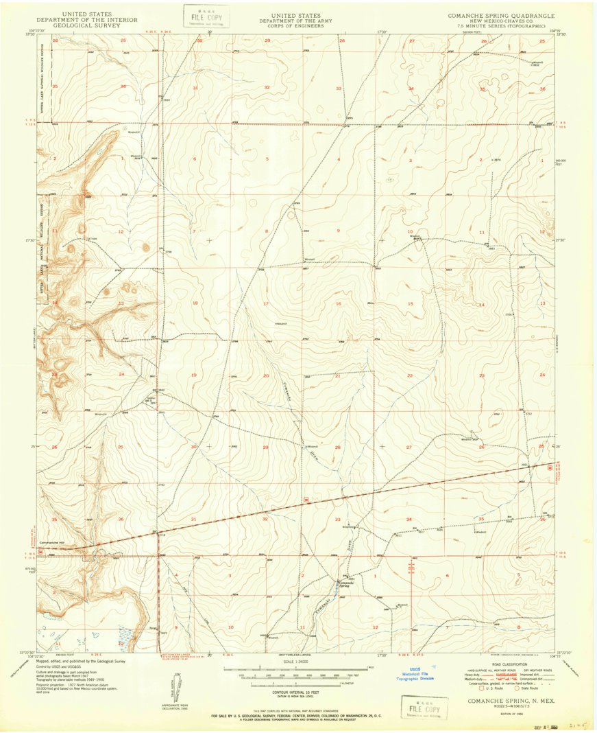 Comanche Spring, NM (1950, 24000-Scale) Map by United States Geological ...