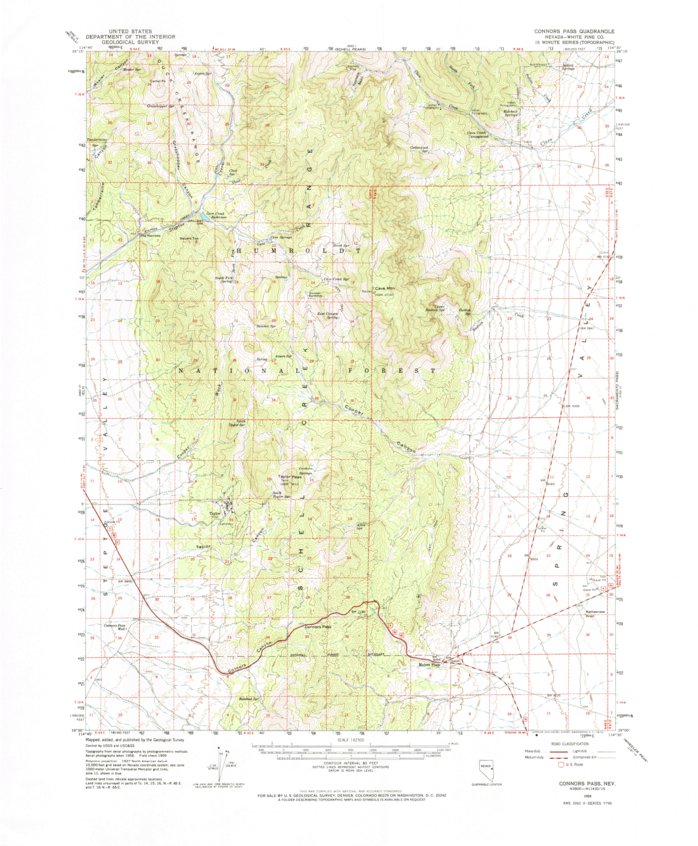 Connors Pass, NV (1959, 62500-Scale) Map by United States Geological ...