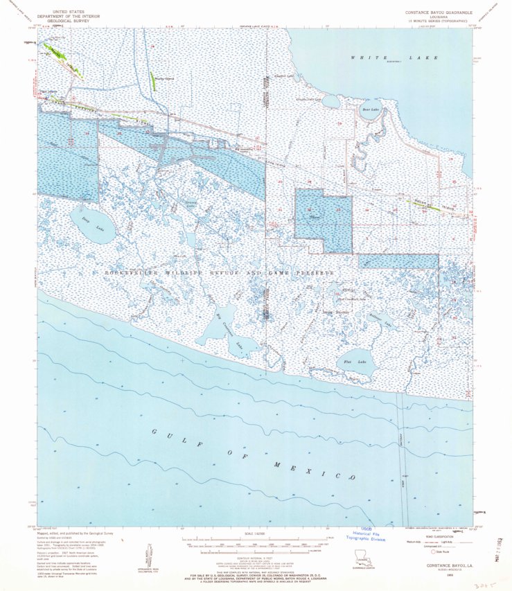 Constance Bayou, LA (1955, 62500-Scale) Map by United States Geological ...