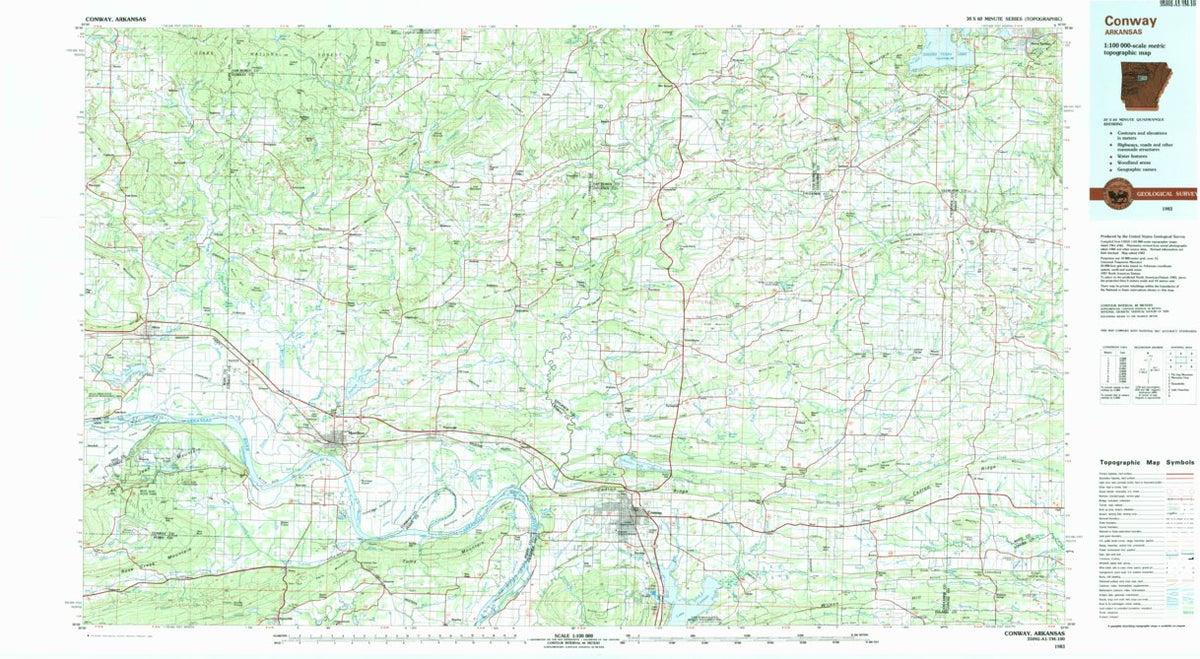 Conway, AR (1983, 100000-Scale) Map by United States Geological Survey ...