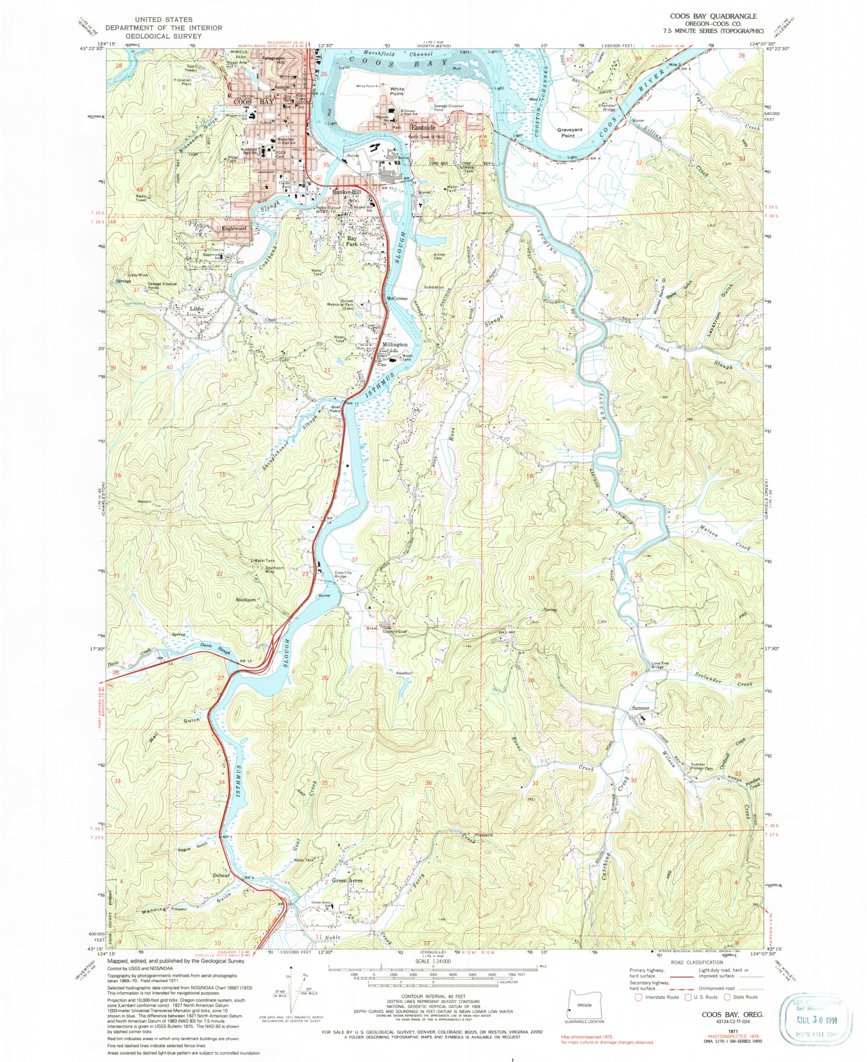 Coos Bay, OR (1971, 24000-Scale) Map by United States Geological Survey ...
