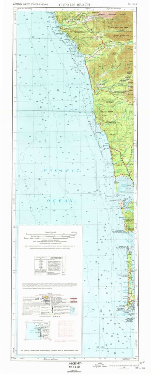 Copalis Beach, WA-OR (1957, 250000-Scale) Map by United States ...