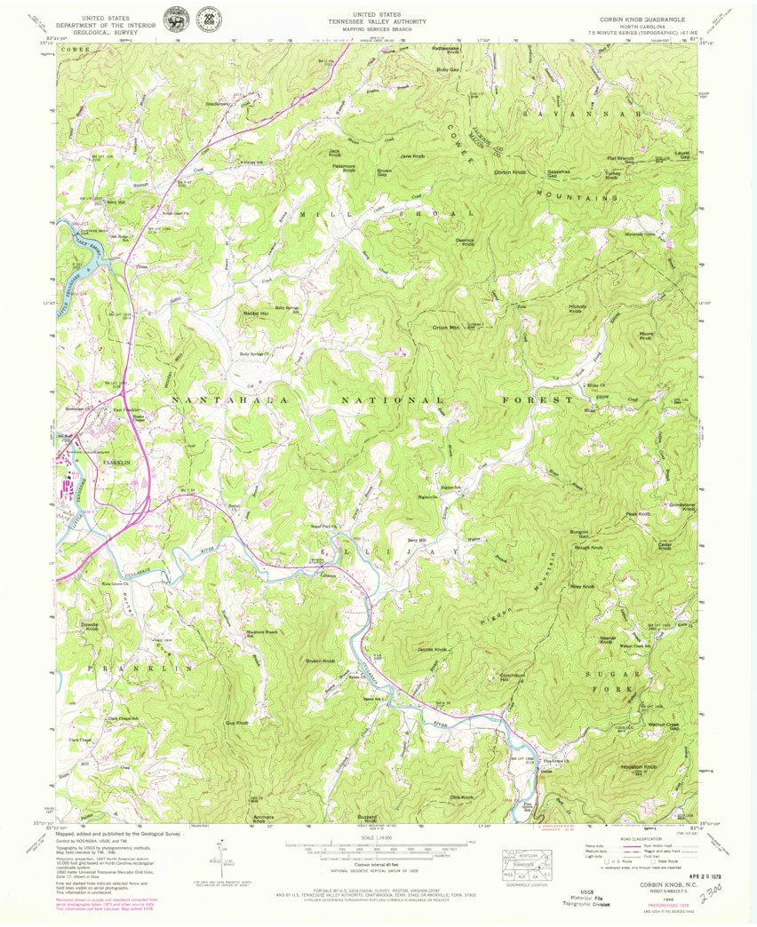 Corbin Knob, NC (1946, 24000-Scale) Map by United States Geological ...