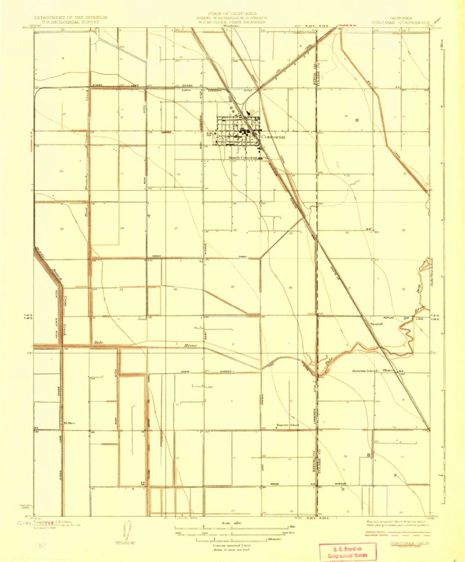 Corcoran, CA (1928, 31680-Scale) Map by United States Geological Survey ...