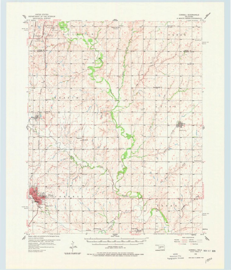 Cordell, OK (1956, 62500-Scale) Map by United States Geological Survey ...