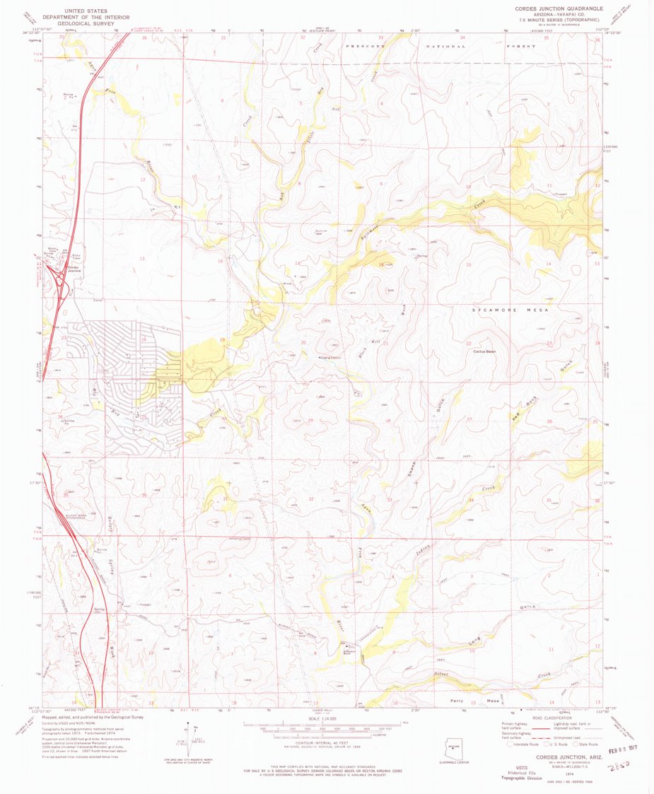 Cordes Junction, AZ (1974, 24000-Scale) Map by United States Geological ...
