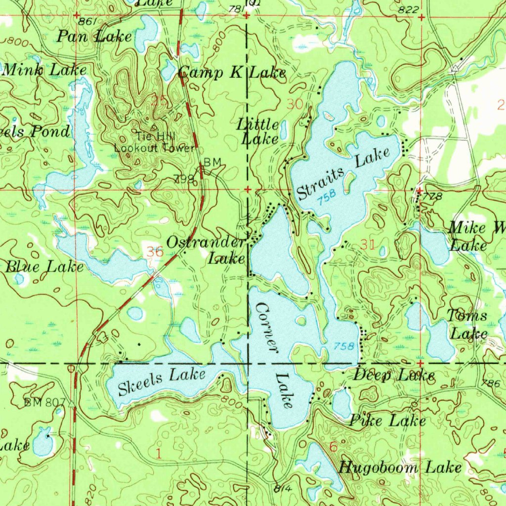 Corner Lake, MI (1958, 62500-Scale) Map by United States Geological ...