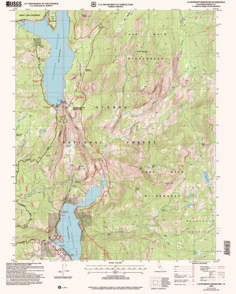 Courtright Reservoir, CA (2004, 24000-Scale) Map by United States ...