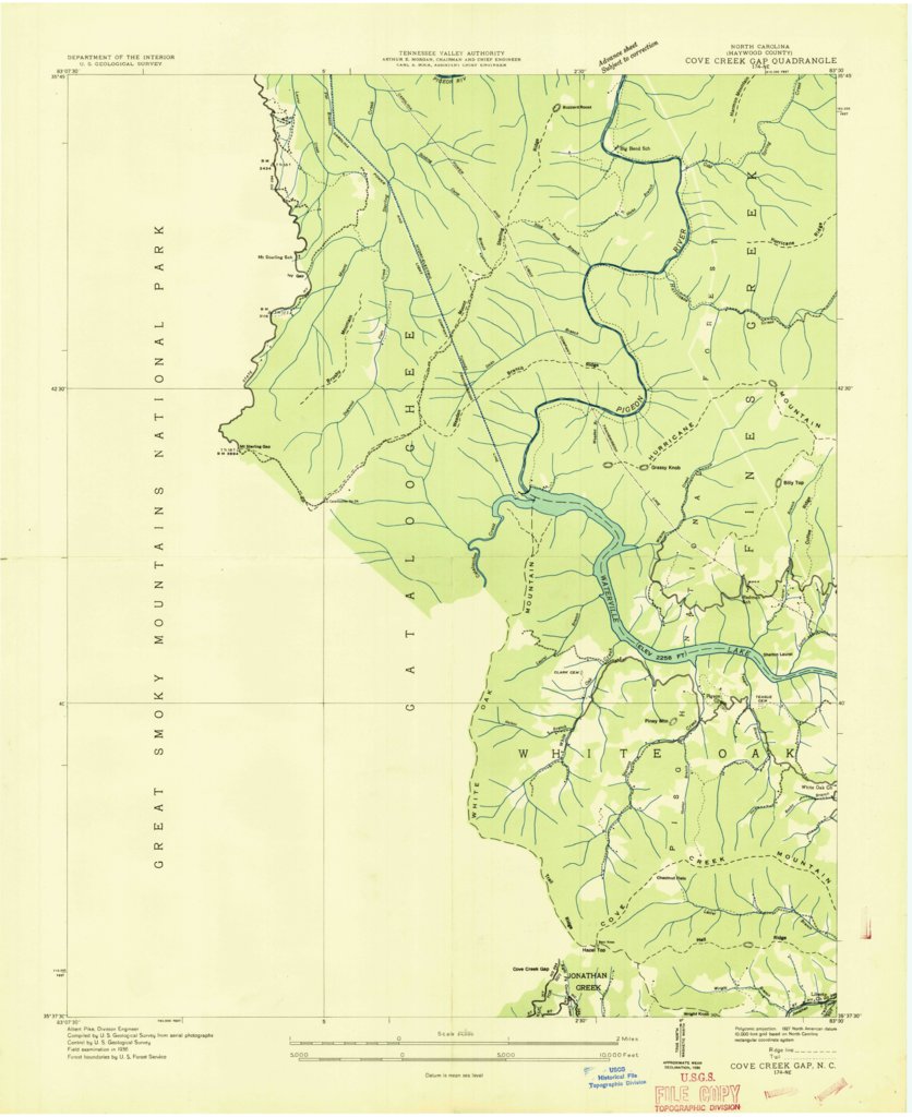 Cove Creek Gap, NC (1936, 24000-Scale) Map by United States Geological ...