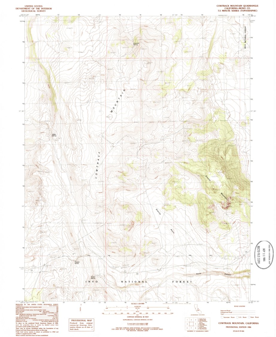 Cowtrack Mountain, CA (1986, 24000-Scale) Map by United States ...
