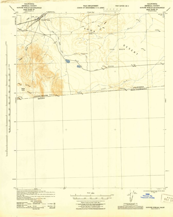 Coyote Wells, CA (1943, 62500-Scale) Map by United States Geological ...