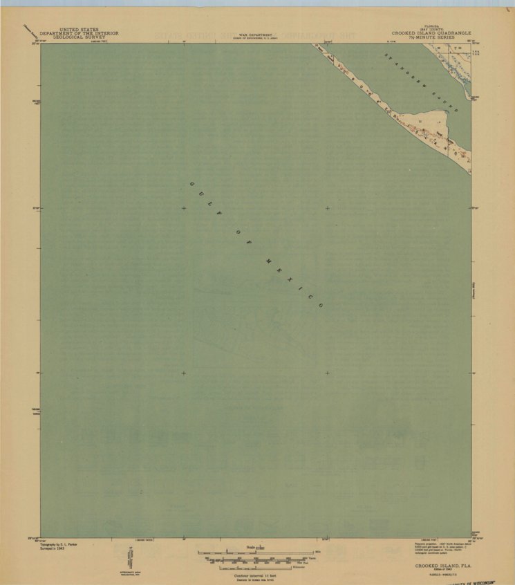 Crooked Island, FL (1943, 31680-Scale) Map by United States Geological ...