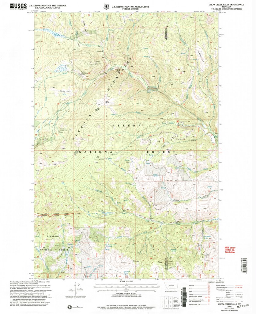 Crow Creek Falls, MT (2001, 24000-Scale) Map by United States ...