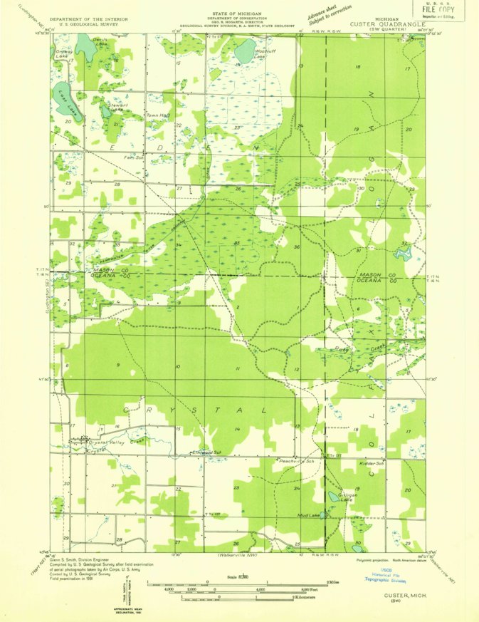 Crystal Valley, MI (1931, 31680-Scale) Map by United States Geological ...