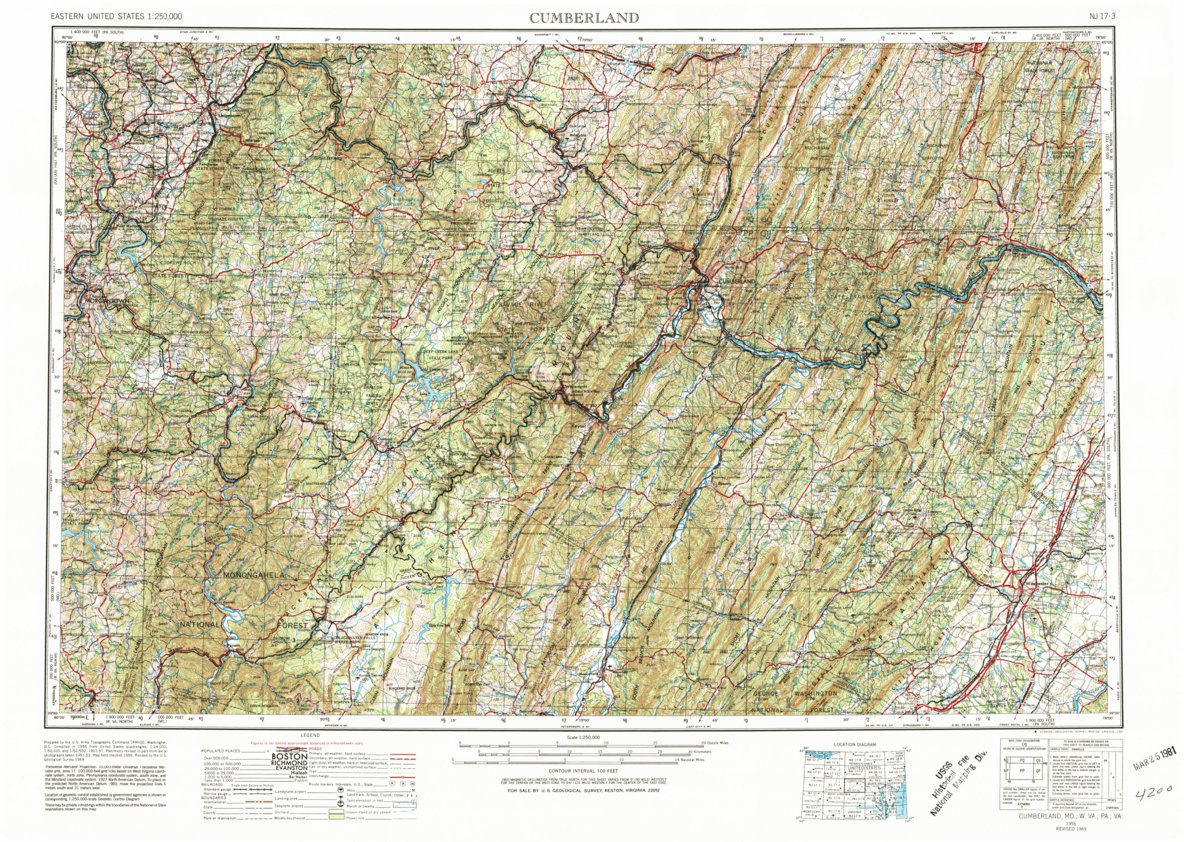 Cumberland, MD-WV-PA-VA (1956, 250000-Scale) Map by United States ...