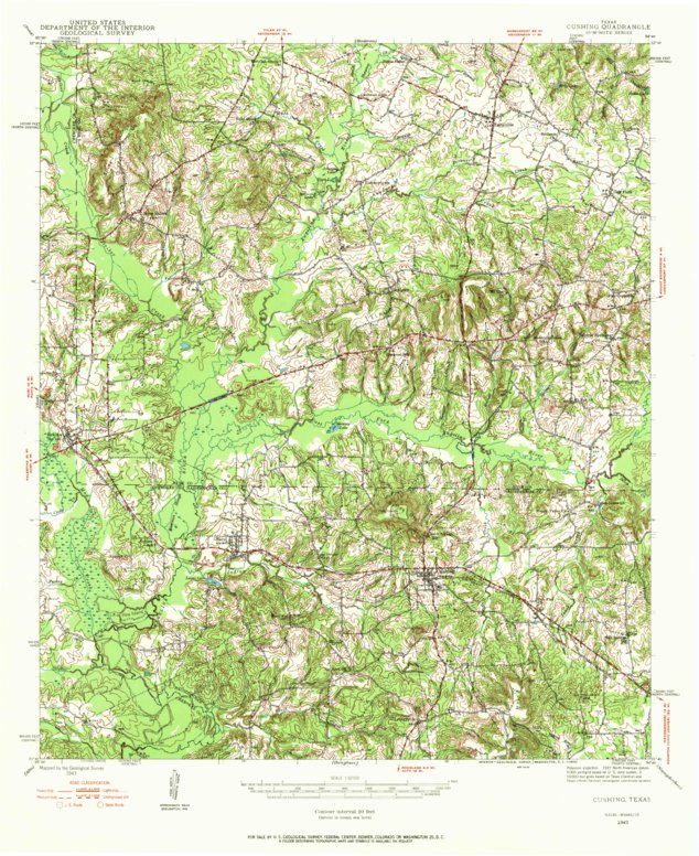 Cushing, TX (1943, 62500-Scale) Map by United States Geological Survey ...