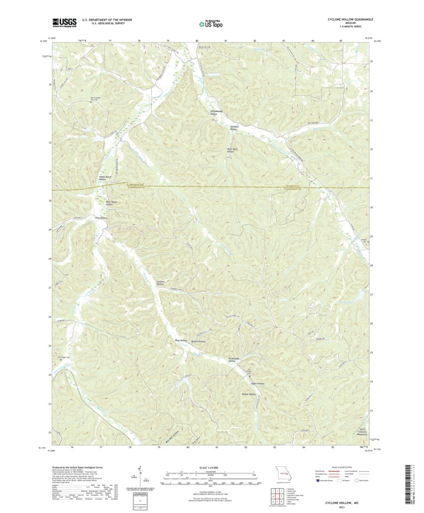 Cyclone Hollow, MO (2021, 24000-Scale) Map by United States Geological ...