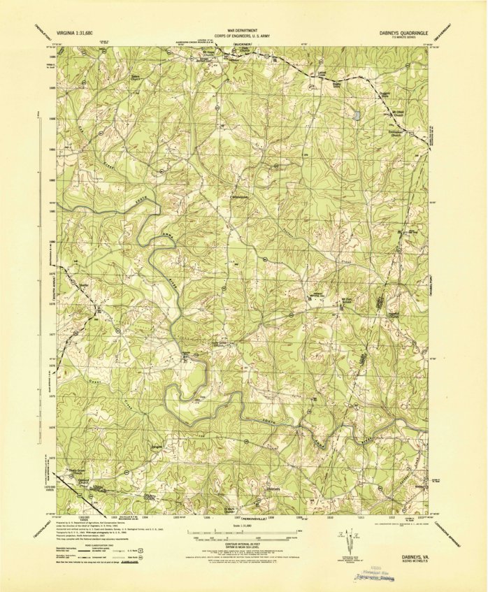 Dabneys, VA (1944, 31680-Scale) Map by United States Geological Survey ...