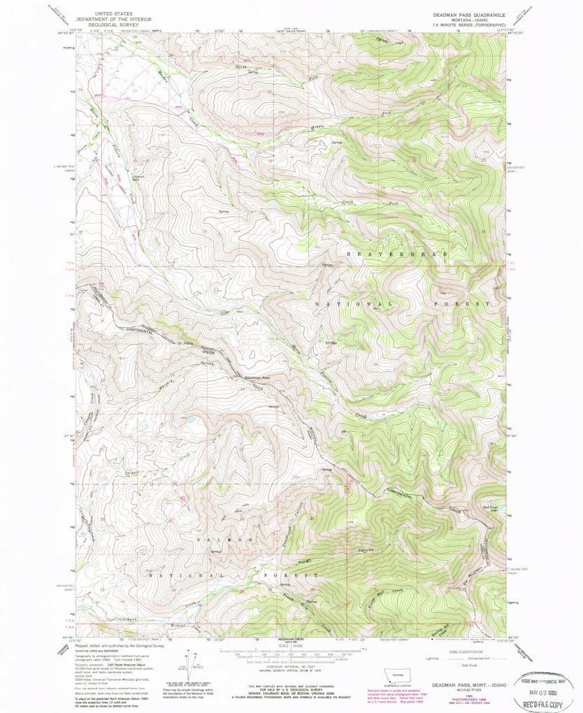 Deadman Pass, MT-ID (1965, 24000-Scale) Map by United States Geological ...