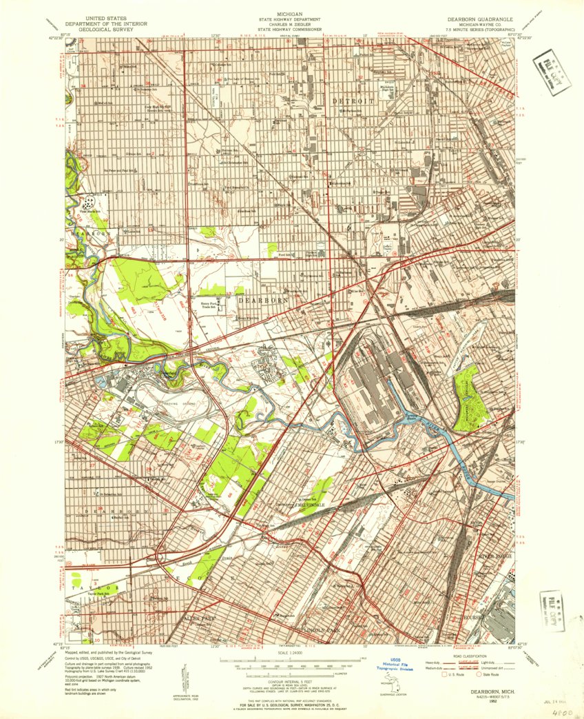 Dearborn, MI (1952, 24000-Scale) Map by United States Geological Survey ...