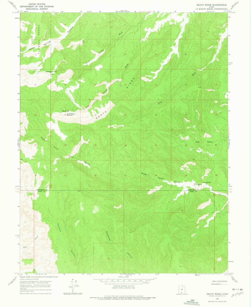 Death Ridge, UT (1964, 24000-Scale) Map by United States Geological ...
