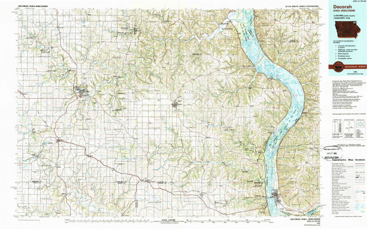 Decorah, IA-WI (1985, 100000-Scale) Map by United States Geological ...