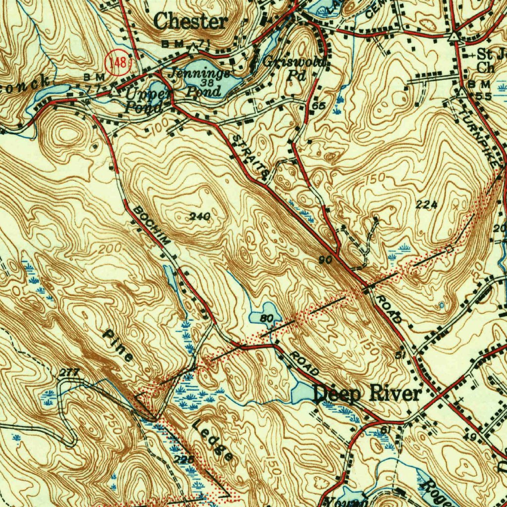 Deep River, CT (1944, 31680-Scale) Map by United States Geological ...